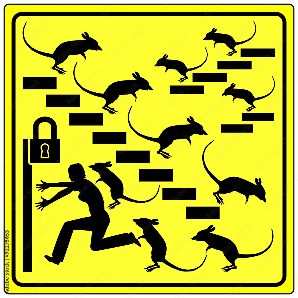 Musophobia. Woman suffering from mice and rat phobia Stock Illustration ...
