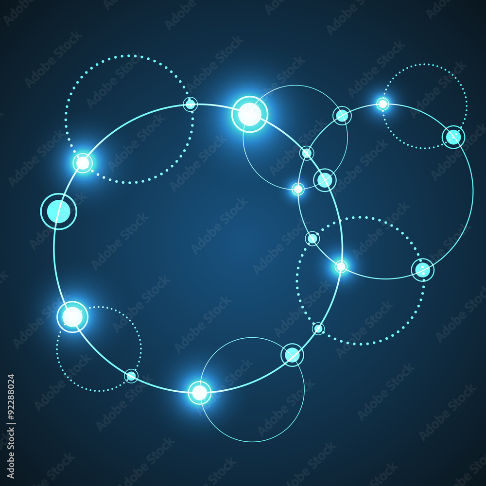 Network. Abstract background with dots and circles. Connection Concept ...