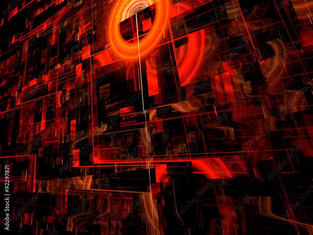 Abstract dark red tech background computer-generated image Stock ...