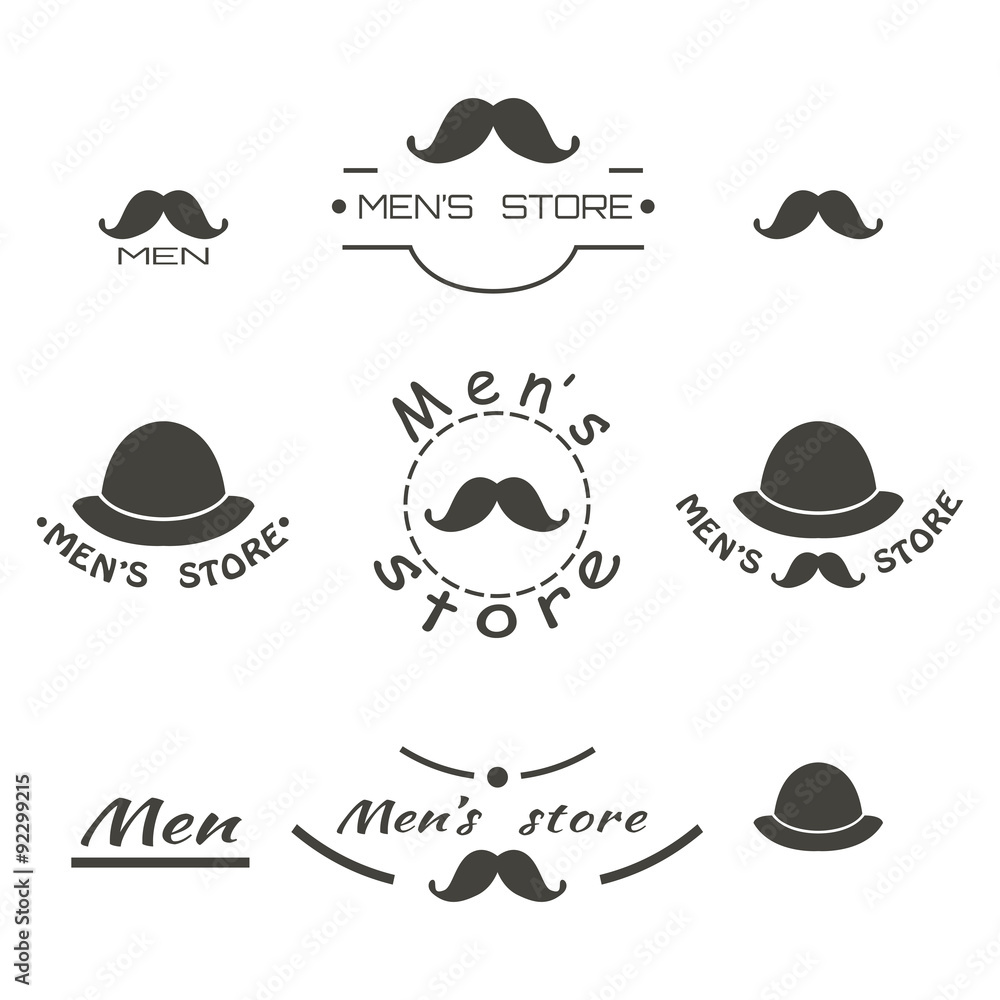 Set of vintage men's store logo, brand with text. Vector illustration ...