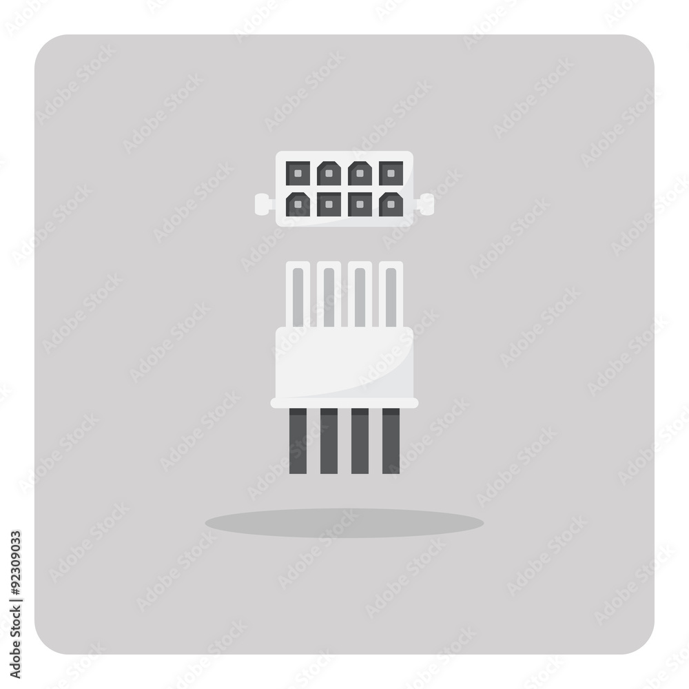 Vector of flat icon, ATX power connector for power supply on isolated ...