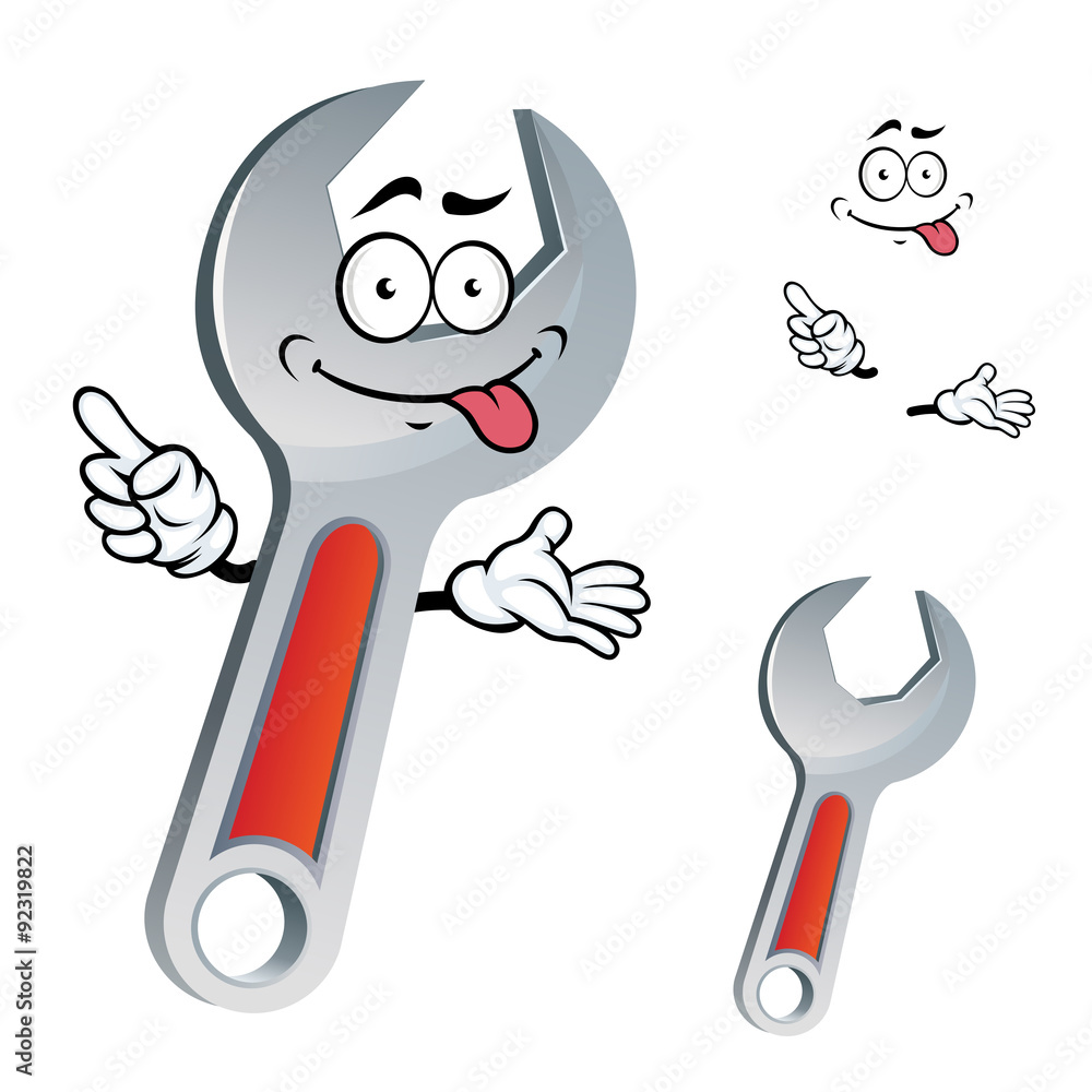 Cartoon spanner character with funny face Stock Vector | Adobe Stock