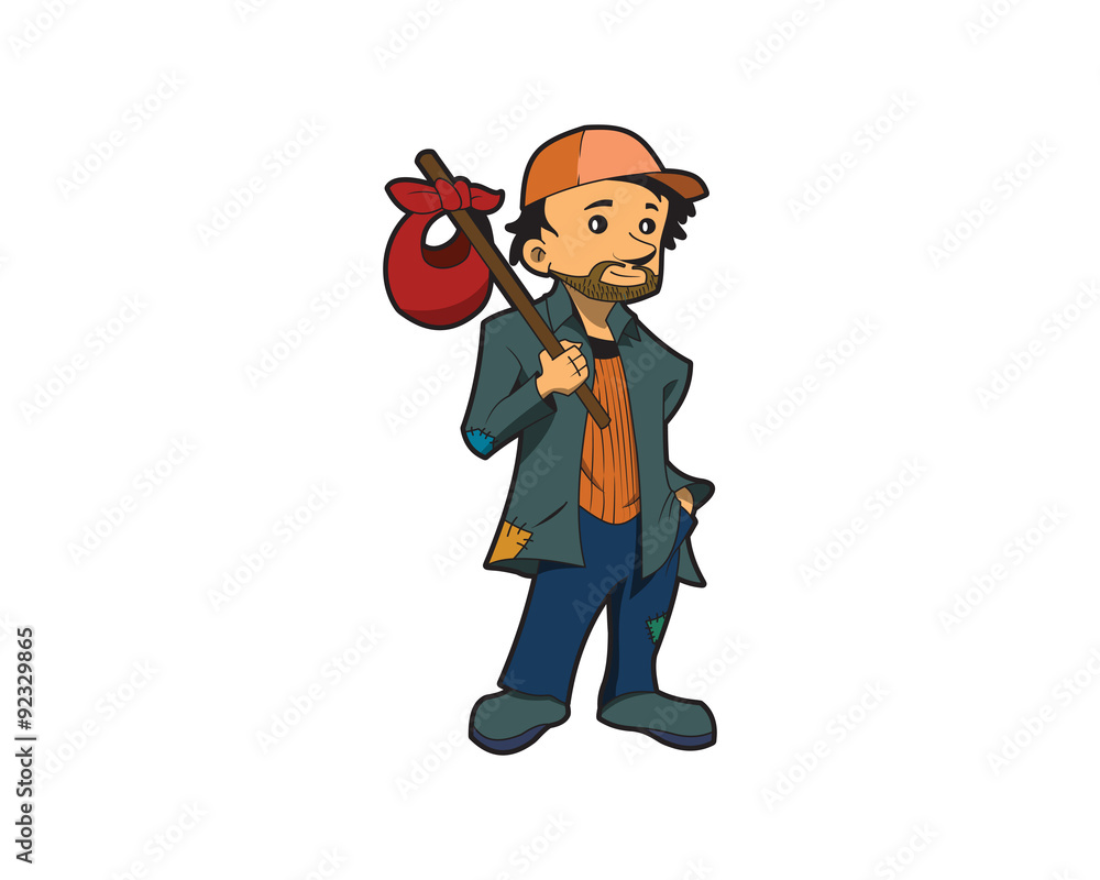 Vettoriale Stock Hobo cartoon character vector illustration 2 | Adobe Stock