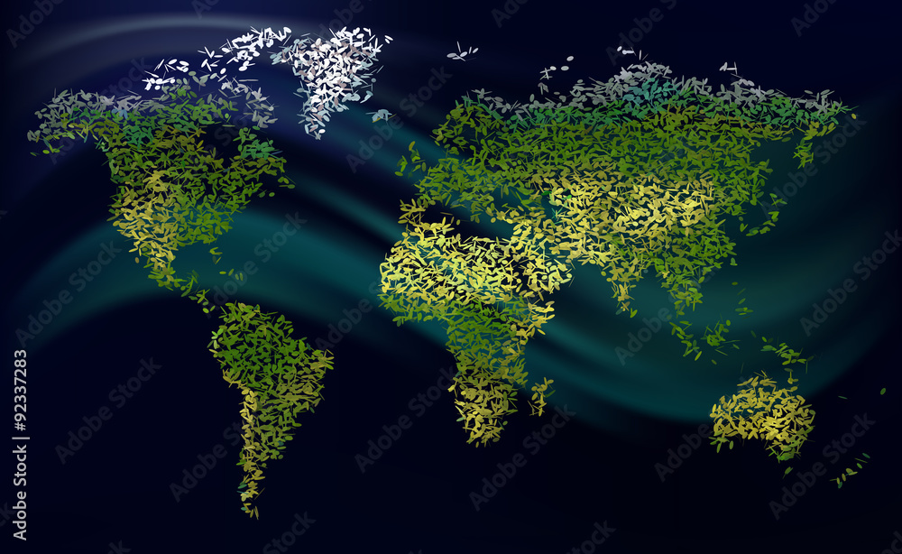 Grainy World. Abstract world map with a colorful grain like texture ...