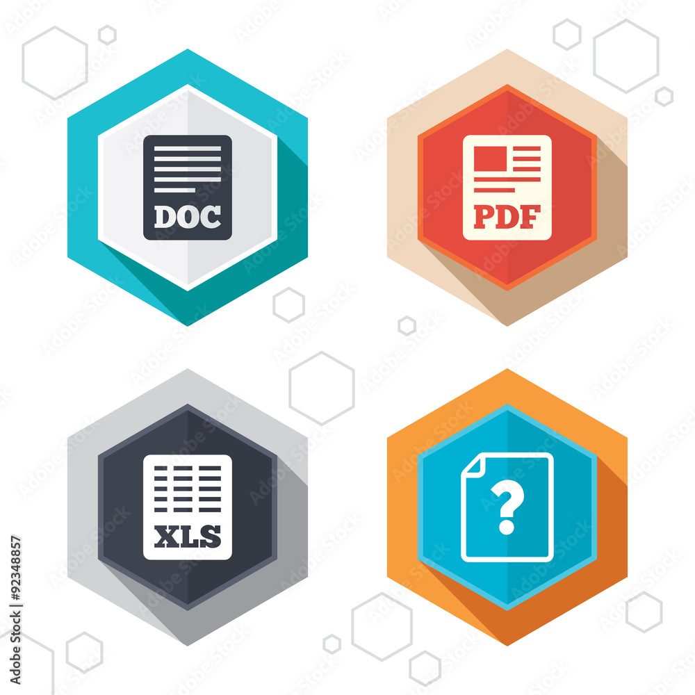 Document icons. XLS, PDF file signs. Stock Vector | Adobe Stock