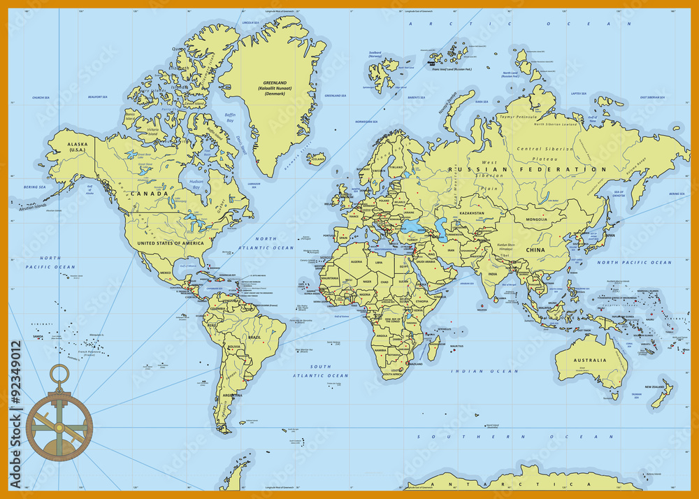 Plakat szczegółowa polityczna mapa świata #92349012 - Mapy - Plakaty ...