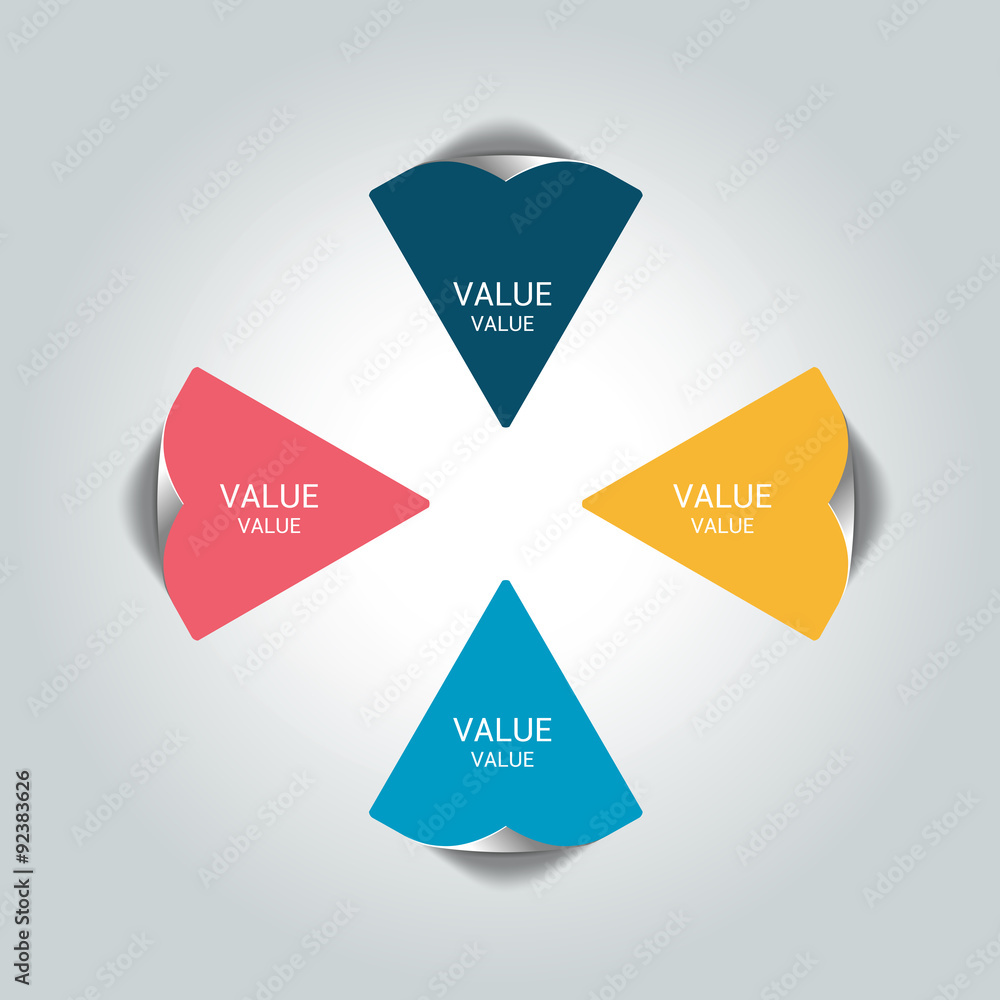 Round infographic 4 steps net flow chart. Diagram, graph, chart ...