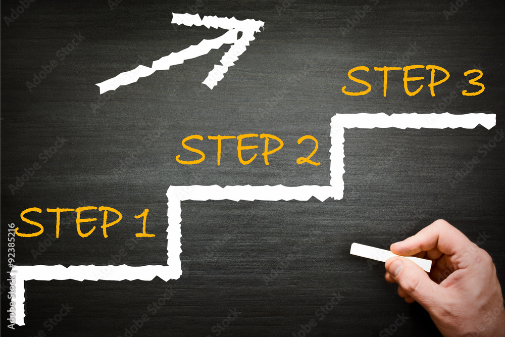 Step 1 step 2 foto de Stock | Adobe Stock