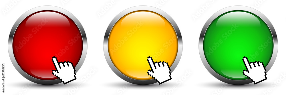 vector icon set with mouse pointer- traffic light colors Stock Vector ...