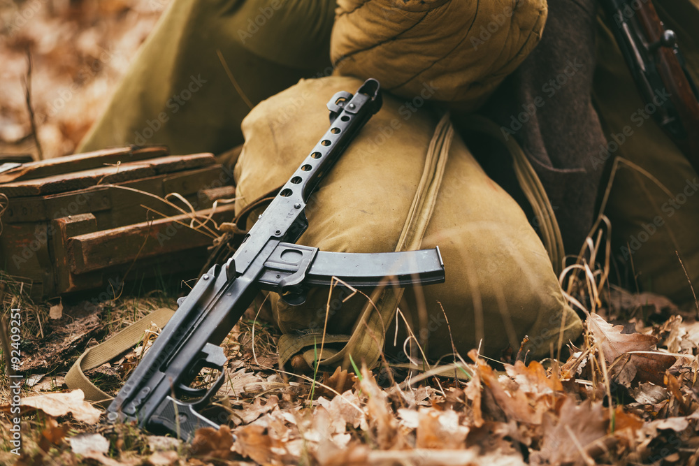 Soviet WW2 weapon of infantry. Submachine Gun PPS-43 Stock Photo ...