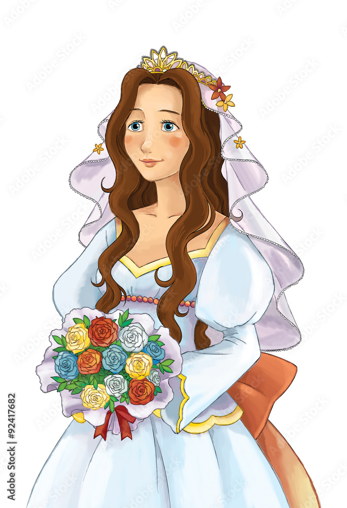 Fairytale cartoon character - princess bride - illustration Stock ...