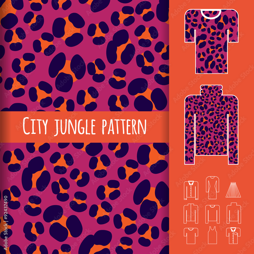 Trendy animal print seamless pattern with examples of usage. Fashion ...