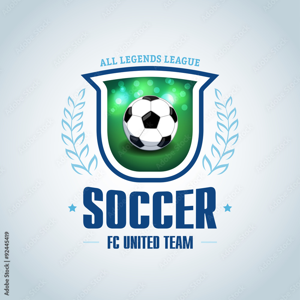 Soccer logo. Green and dark blue soccer football badge logo design ...