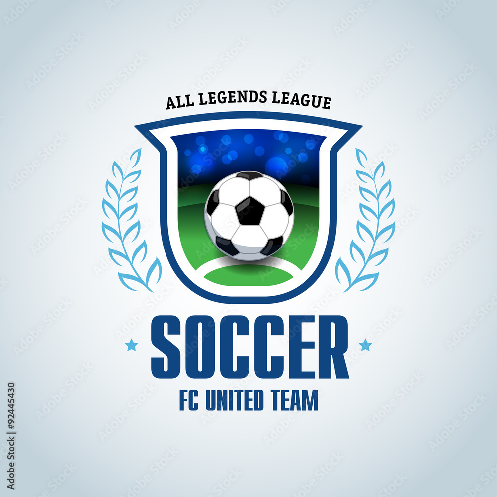Soccer logo. Green and dark blue soccer football badge logo design ...