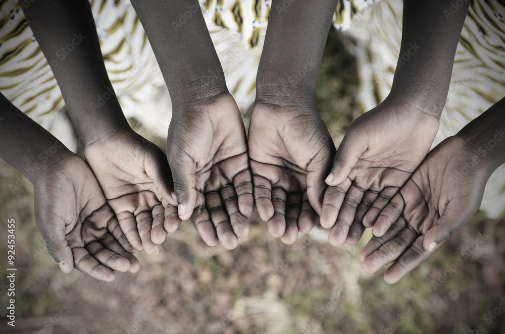 Fotka „African Children Holding Hands Cupped To Beg Help. Poor African ...