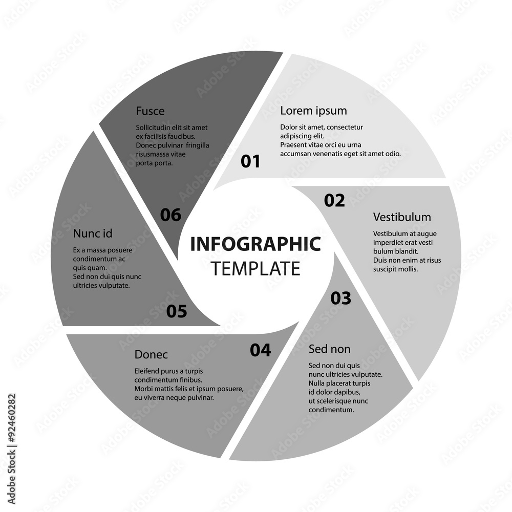 6 steps, options, processes, concepts of Circle infographic. Stock ...
