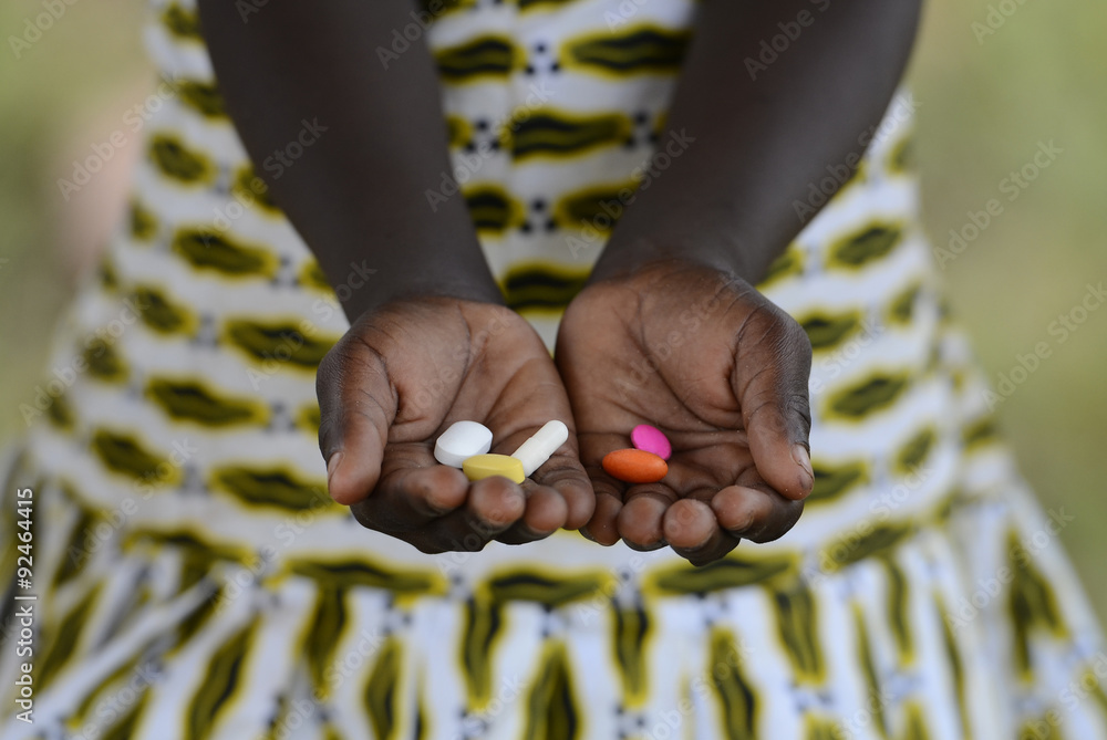 Black Girl Hands Cupped Medicine Health Background Symbol Pills Africa ...
