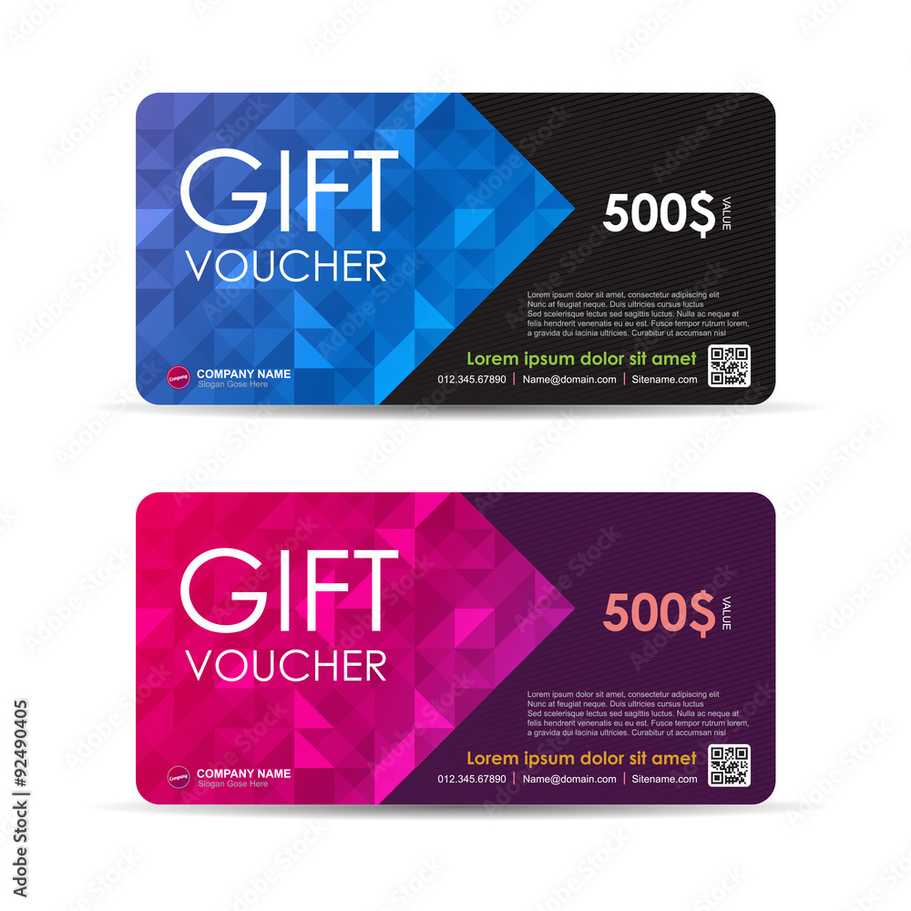 Gift voucher template with colorful pattern,cute gift voucher ...