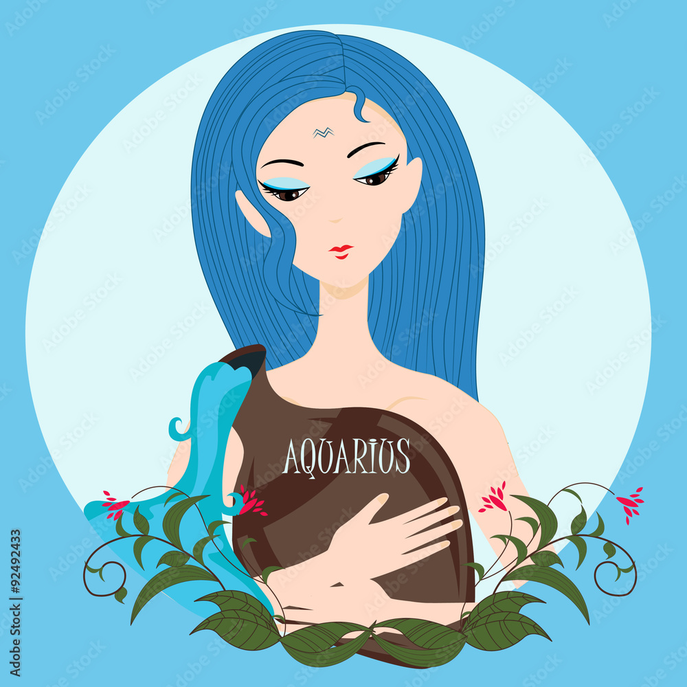 Zodiac girl Aquarius Stock Vector | Adobe Stock