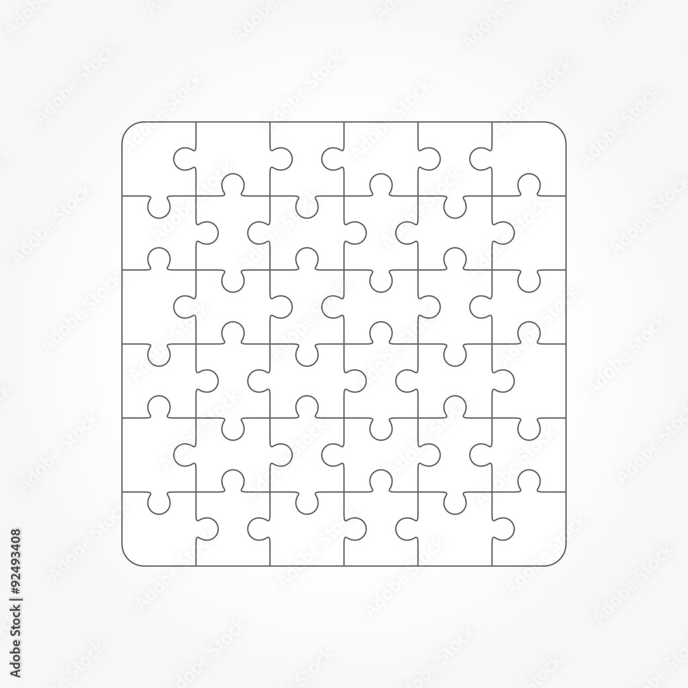 Jigsaw puzzle blank templates, 36 pieces Stock Vector | Adobe Stock