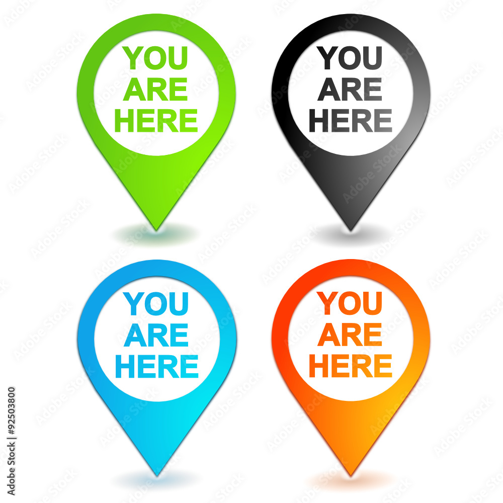 you are here on 4 colors geolocation symbol Stock Vector | Adobe Stock