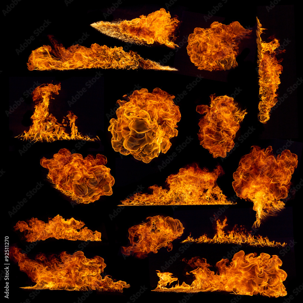 High resolution fire collection on black background Stock Photo | Adobe ...