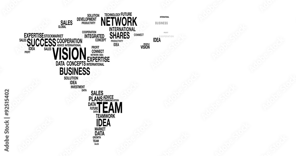 Word cloud of business world map in 4k resolution Stock Video | Adobe Stock