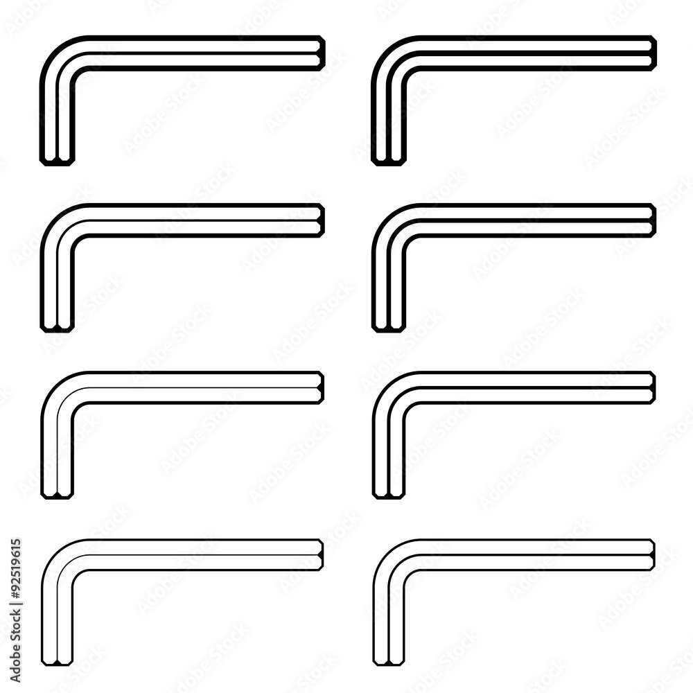 vector allen unbrako inbus key black line symbols Stock Vector | Adobe ...