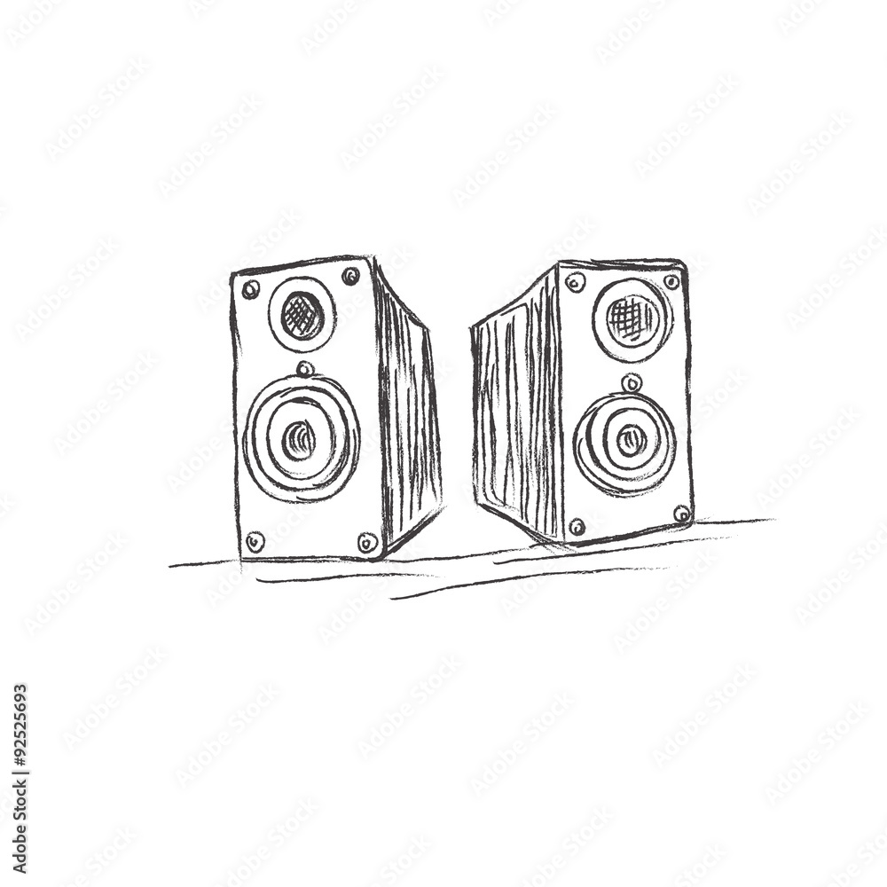 speakers, sketch, vector, illustration Stock Vector | Adobe Stock