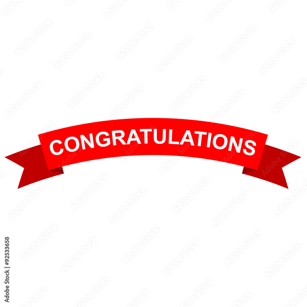 Icono plano cinta texto CONGRATULATIONS color rojo Stock Illustration ...