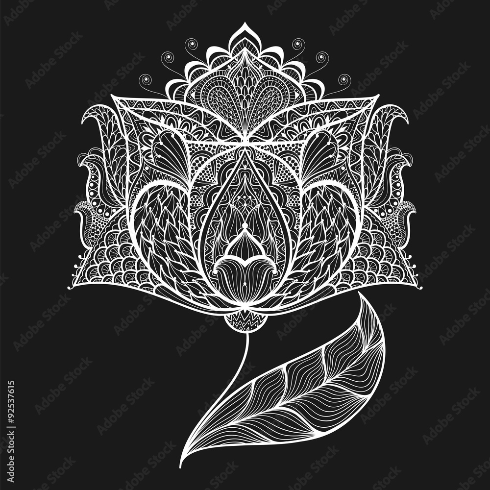 Hand drawn magic flower for adult anti stress Coloring Page with Stock ...