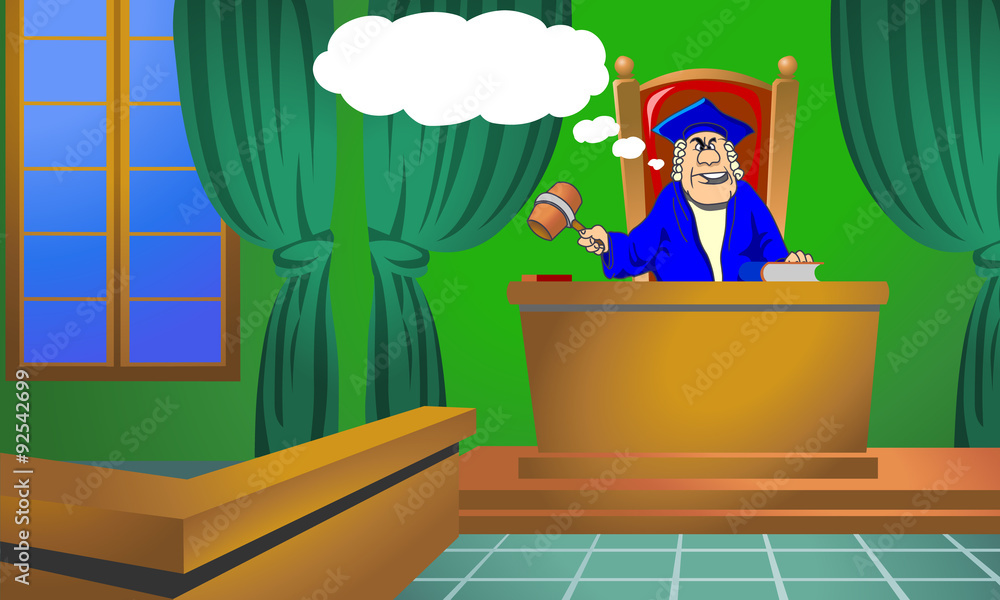Announcement of court decision. Illustration of the judge which ...