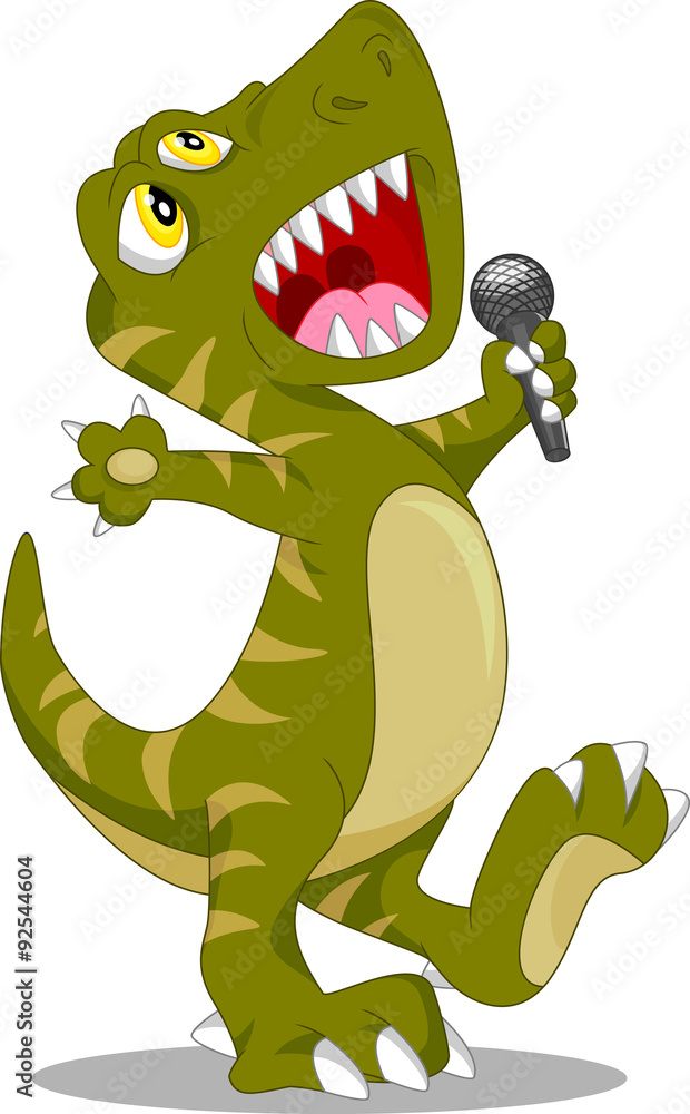 cute dinosaur singing cartoon Stock Vector | Adobe Stock