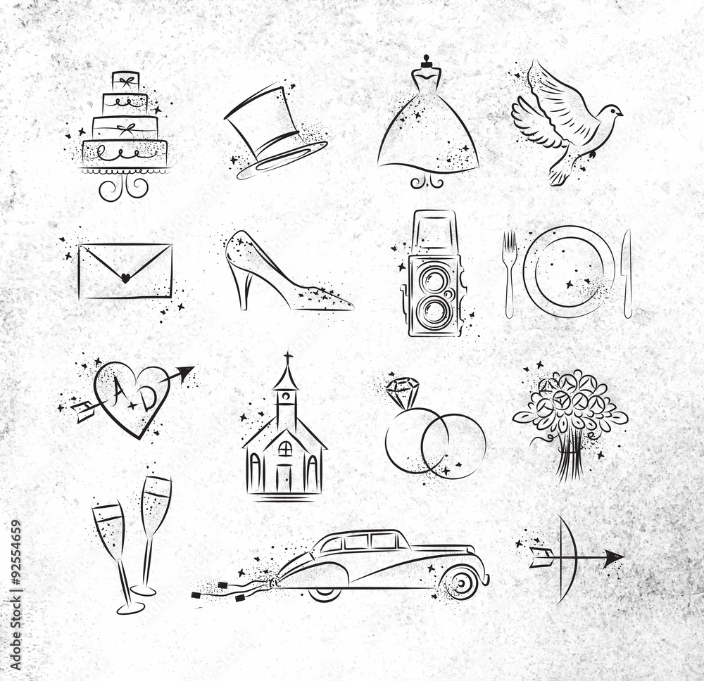 Wedding icons Stock Vector | Adobe Stock
