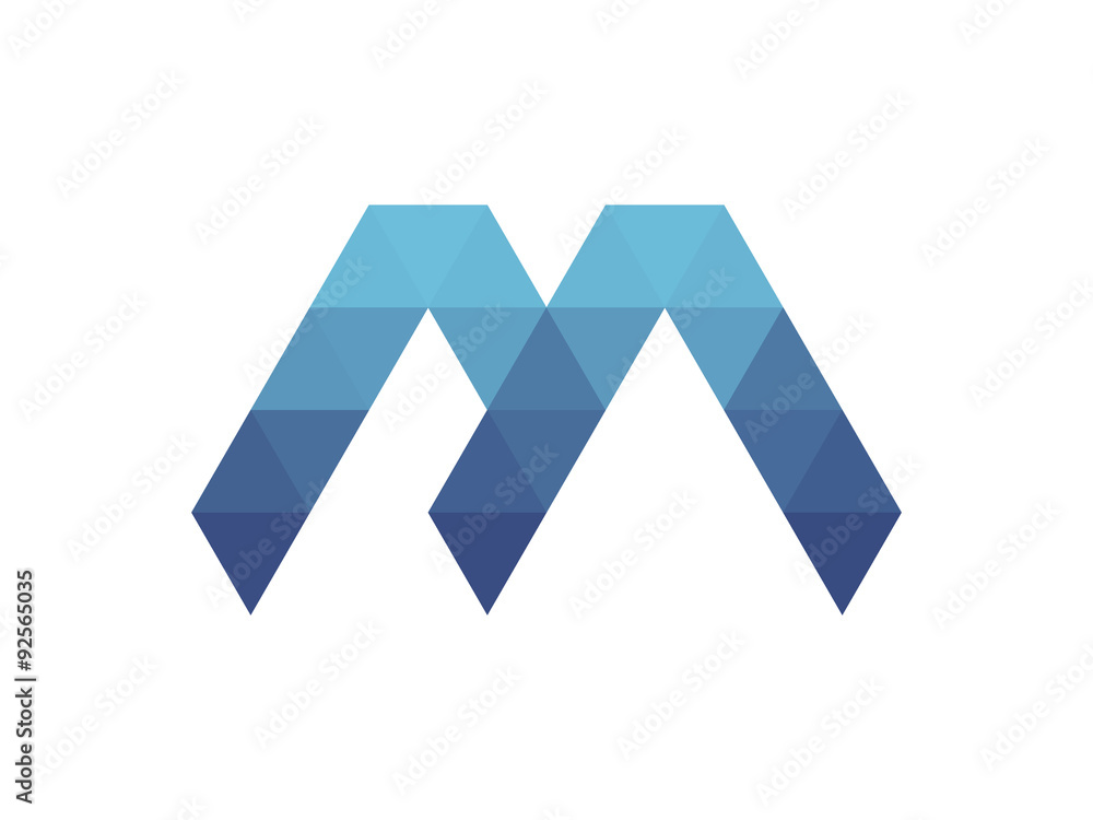 M Letter Blue Triangle Geometric Logo Stock Vector | Adobe Stock