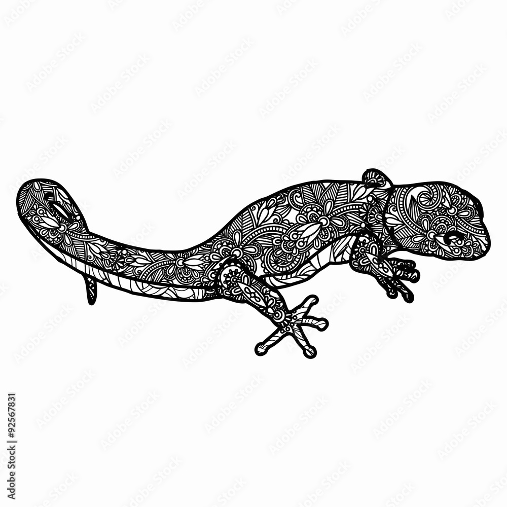 Hand drawn lizard for adult anti stress Coloring Page with high details ...