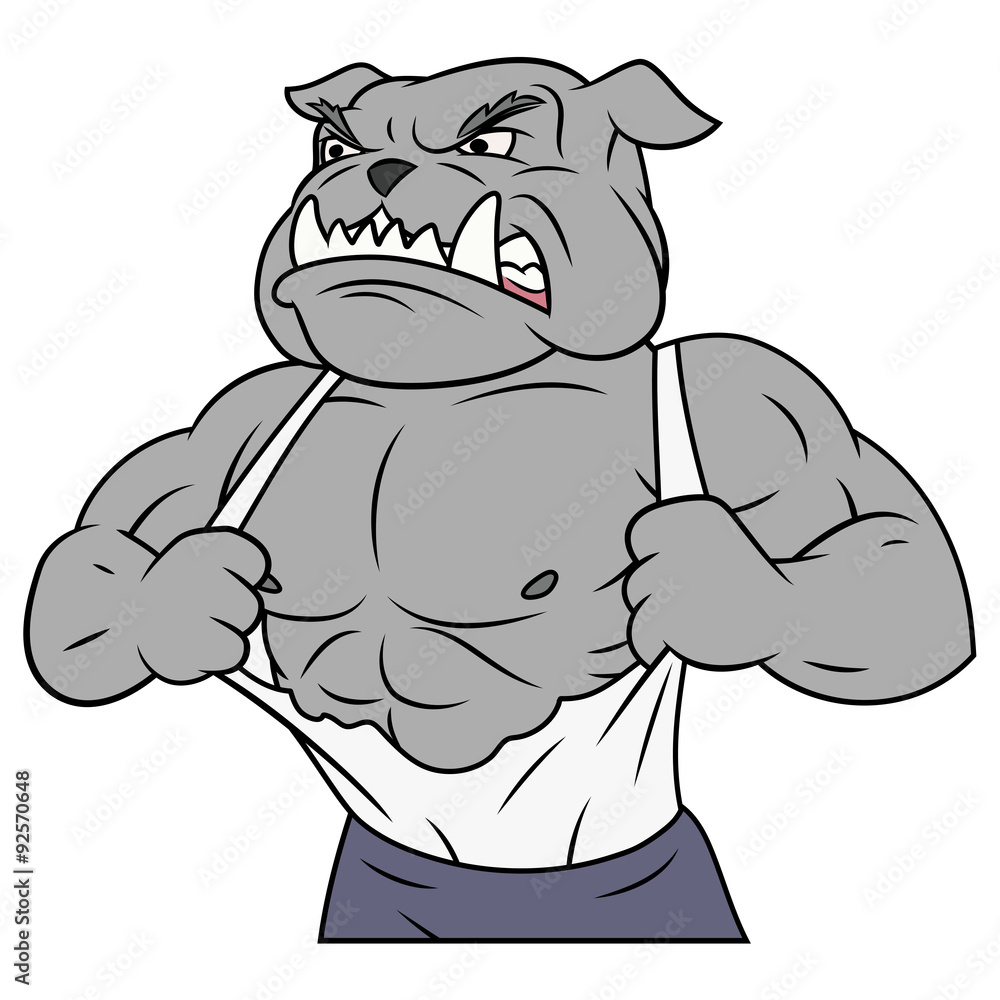 Aggressive bulldog tearing his shirt Stock Vector | Adobe Stock