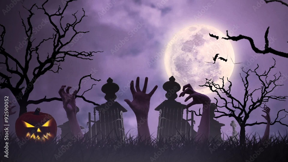 Halloween animation with undead Stock Video | Adobe Stock