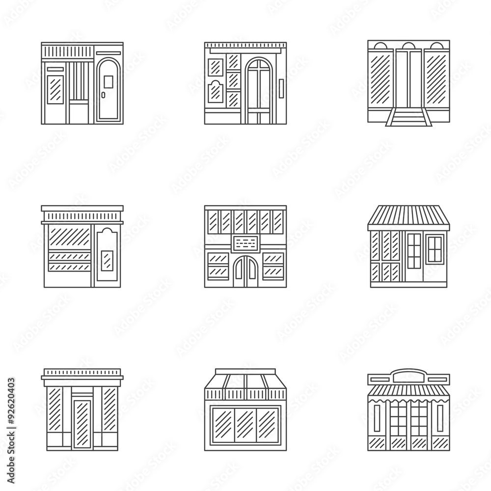 Storefronts linear icons vector collection Stock Vector | Adobe Stock
