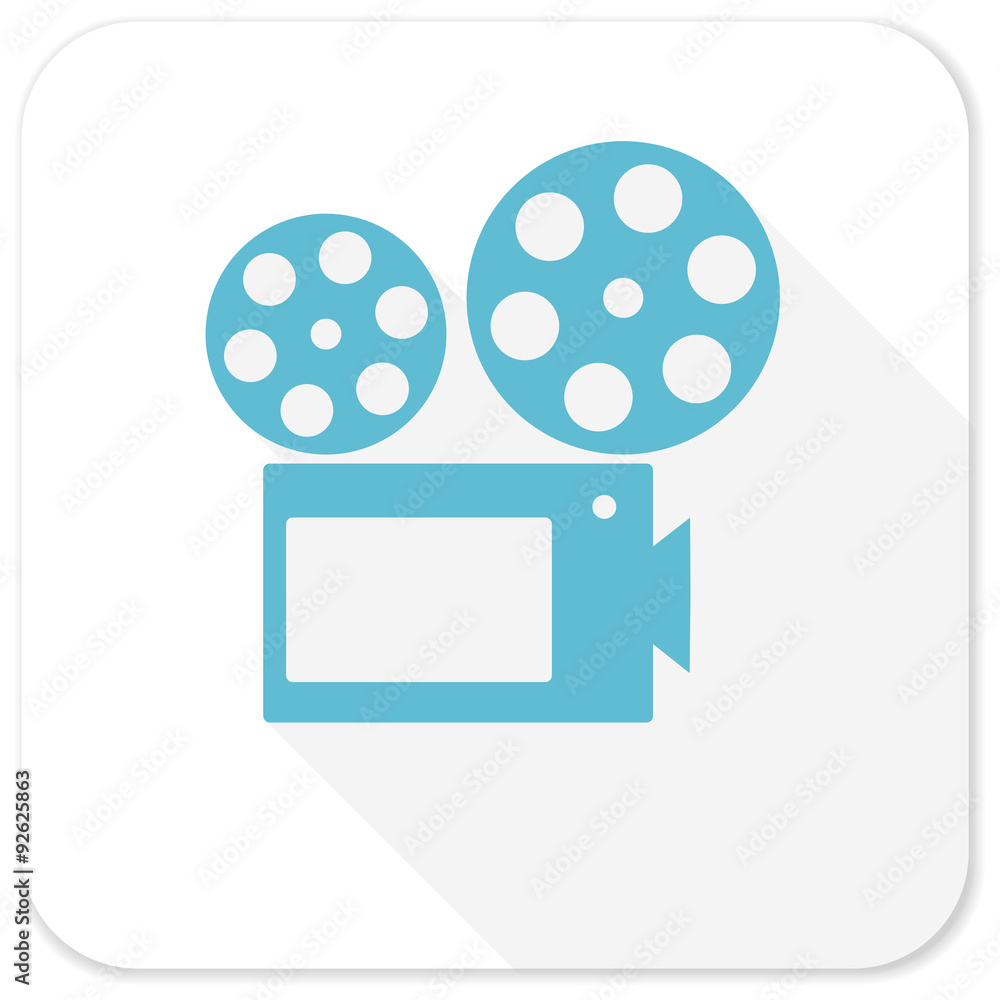 movie blue flat icon Stock Illustration | Adobe Stock