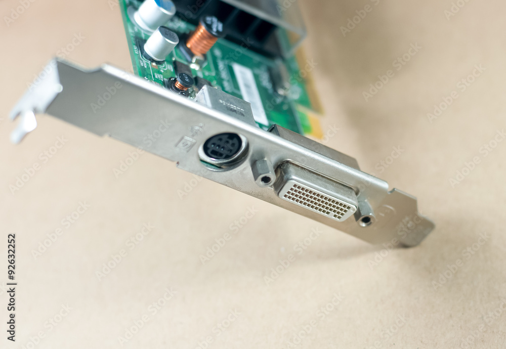 graphic card or display card on a yellow background. a part of c Stock ...