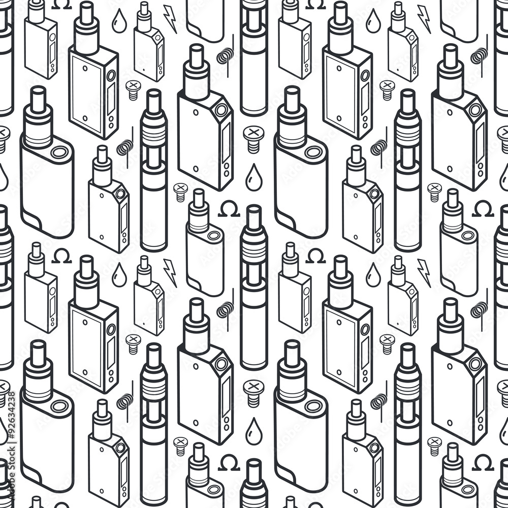 Endless vape background. Vector seamless pattern of vaporizer and ...