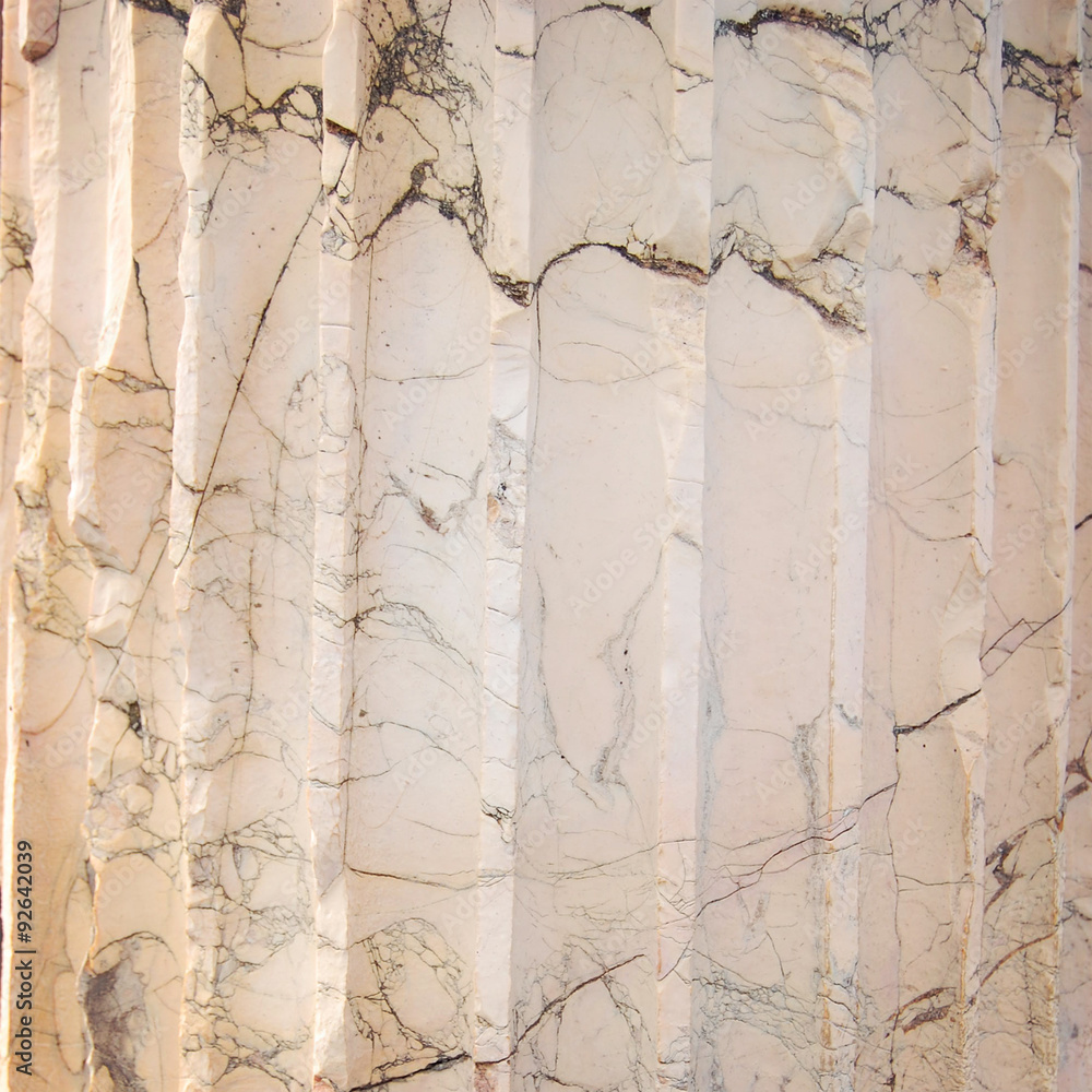 Black, grey, And white striated streaks In marble. Close up. Aged photo ...