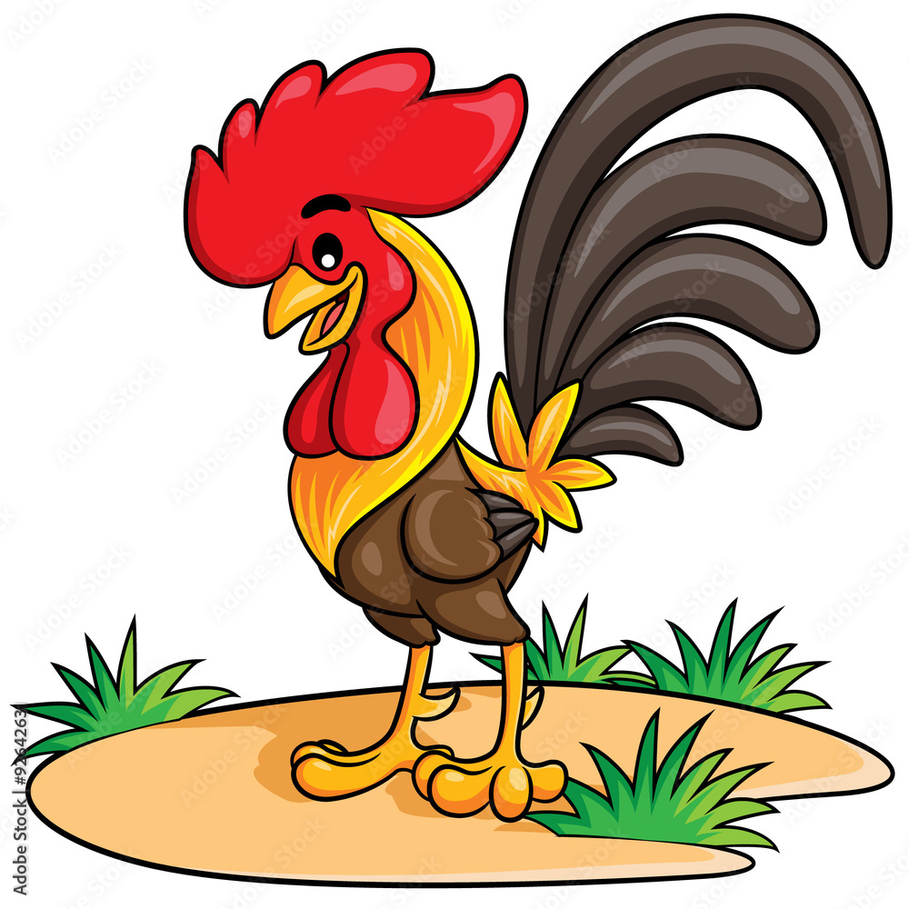 Rooster Cartoon Illustration of cute cartoon rooster. Stock Vector ...
