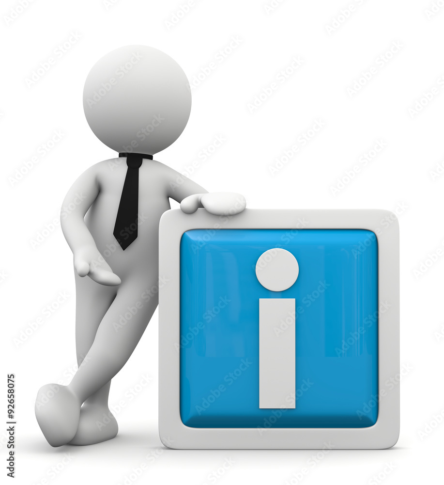 omino 3d che indica punto informazione Stock Illustration | Adobe Stock