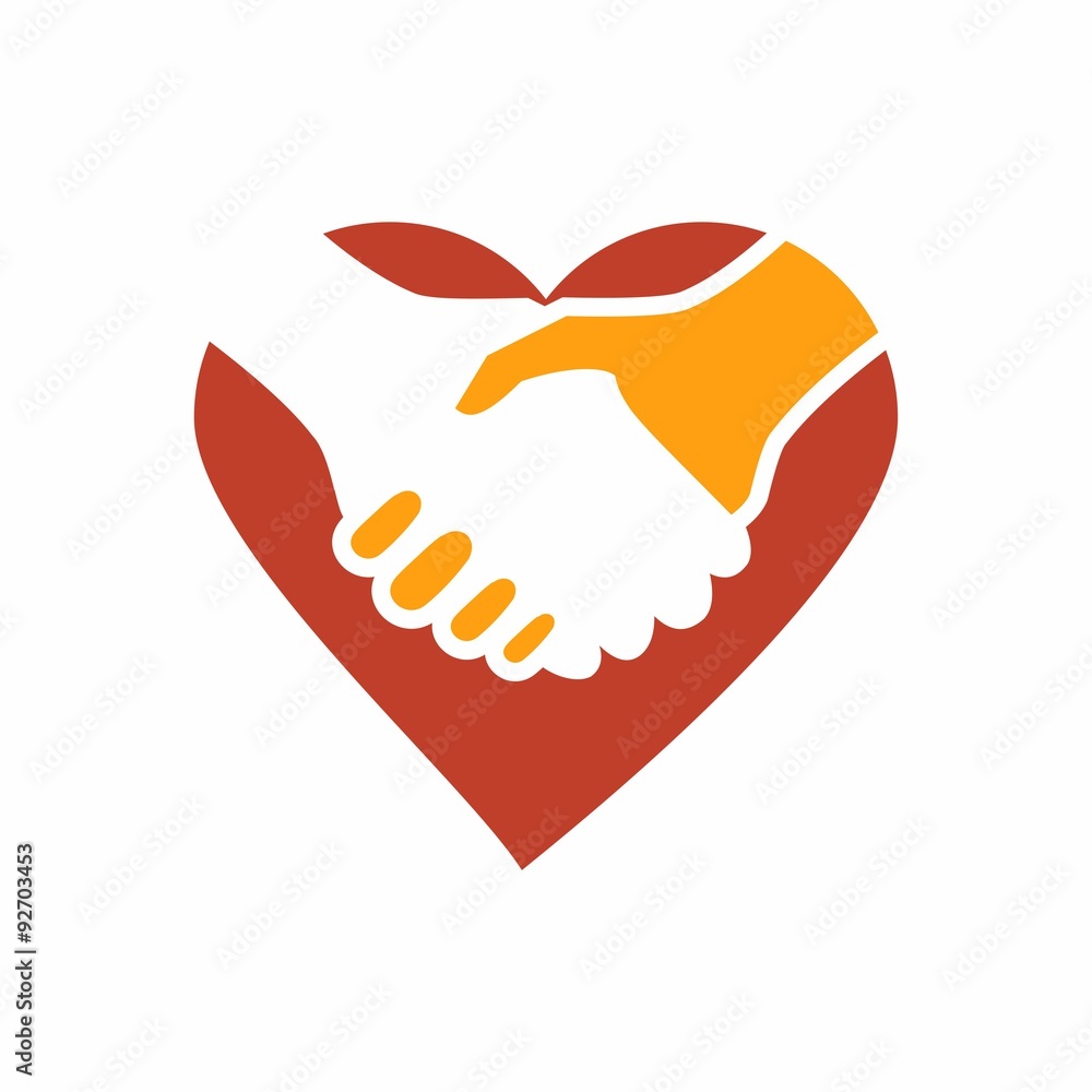 shake hand heart symbol Stock Vector | Adobe Stock
