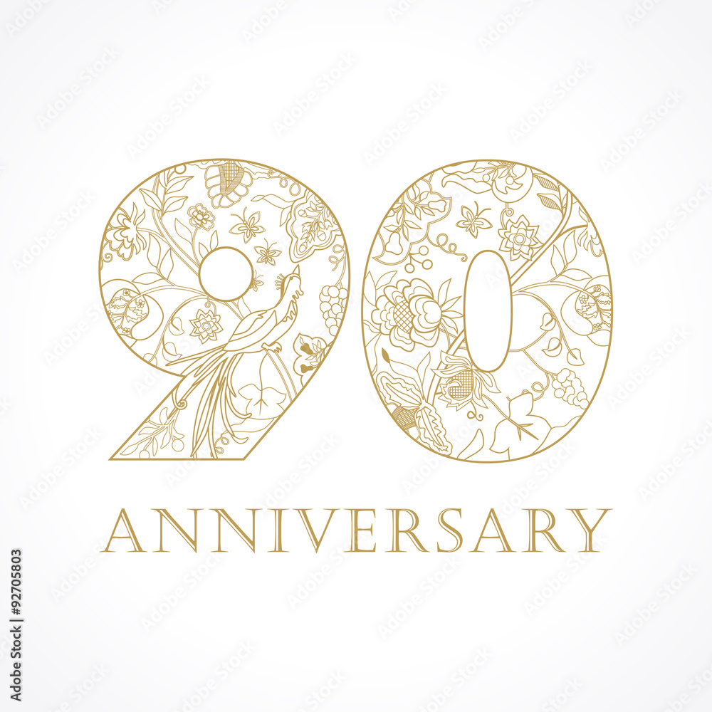 90 anniversary vintage numbers. The template logo 90th birthday in ...