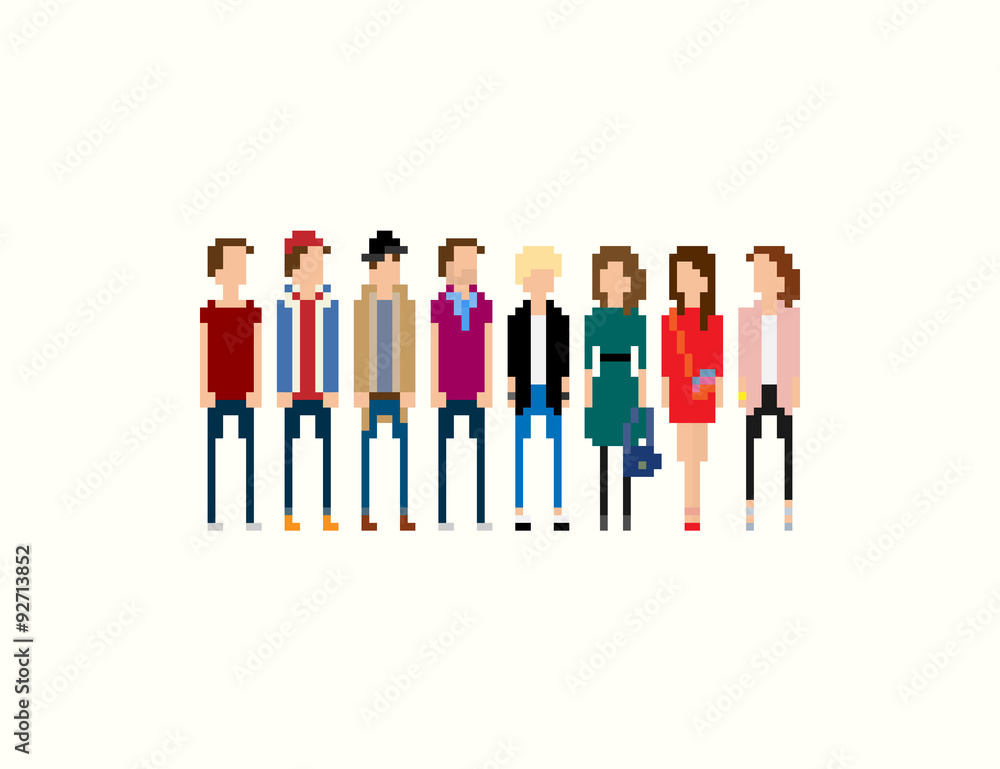 Pixel People Stock Vector | Adobe Stock