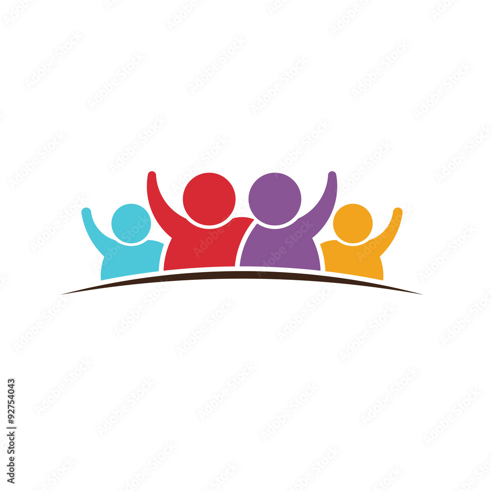 Teamwork Four Family People Group logo Stock Vector | Adobe Stock