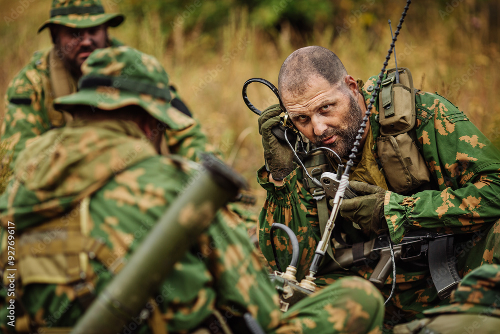 russian paratrooper airborne infantry in the forest Stock-Foto | Adobe ...